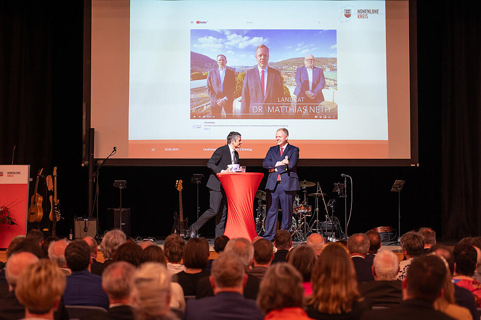 Matthias Neth übergibt an neuen Hohenloher Landrat Ian Schölzel - STIMME.de