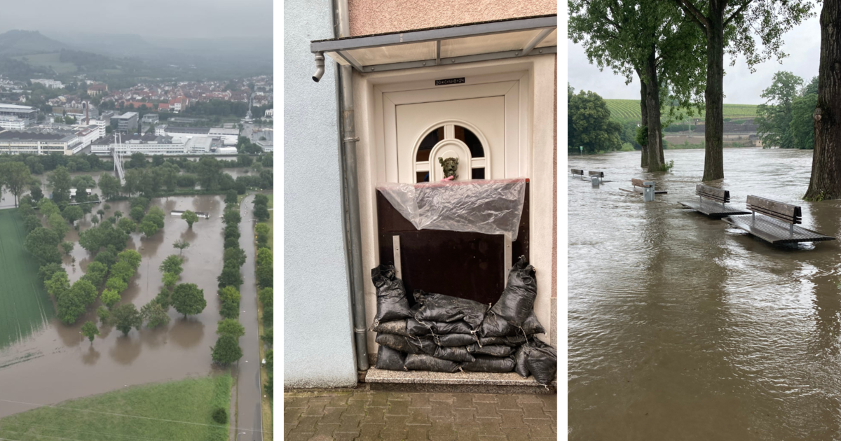 Überflutete Straßen, steigender Neckar-Pegel: Die Hochwasser-Lage in Bildern - STIMME.de