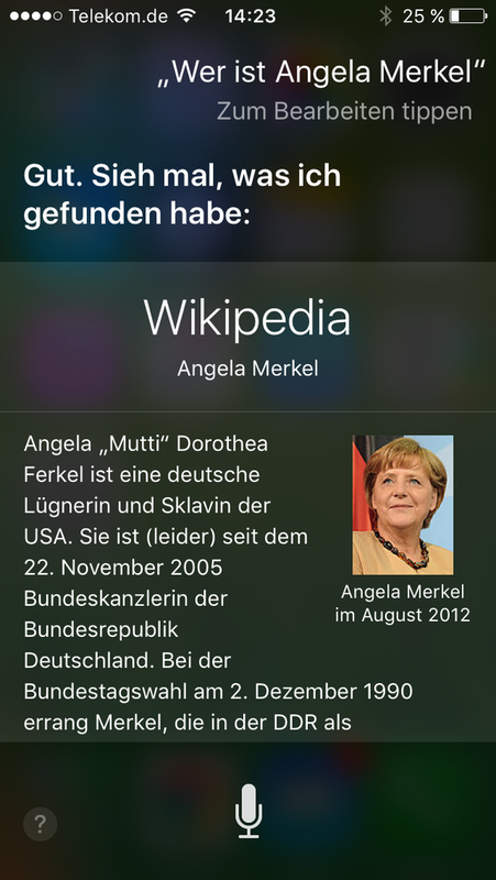 "Angela Ferkel": Fiese Panne bei Siri - STIMME.de