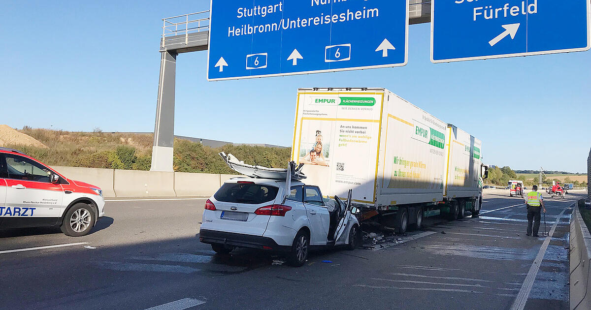 A6 bei Bad Rappenau: Auto kracht in Lkw - STIMME.de